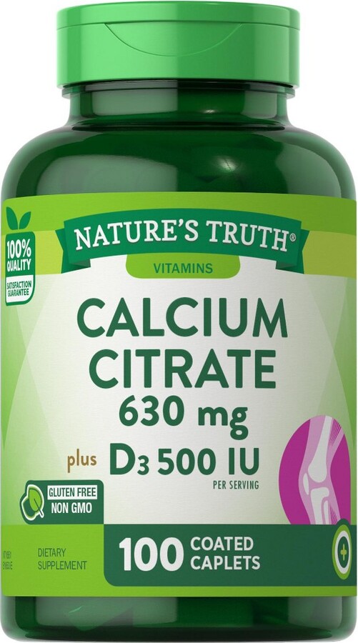 Nature's Truth Calcium Citrate 630mg with Vitamin D3 (500 IU) | 100 ...