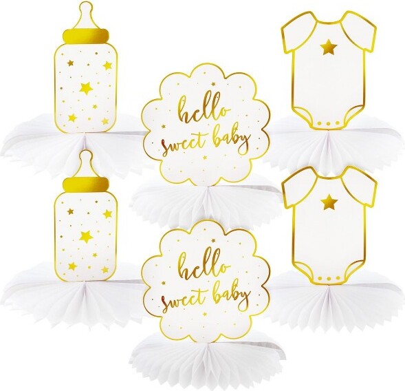 Sparkle and Bash 6 Pack Hello Sweet Baby Honeycomb Centerpiece for Baby ...