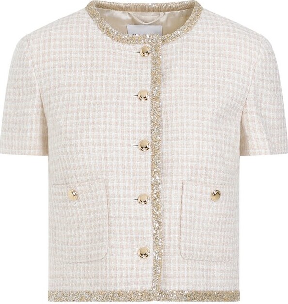 Miu Miu Check-Pattern Cropped Tweed Jacket - ShopStyle