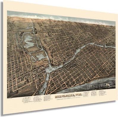 HISTORIC PRINTS HISTORIX Vintage 1872 Milwaukee Map - 24X36 Inch ...