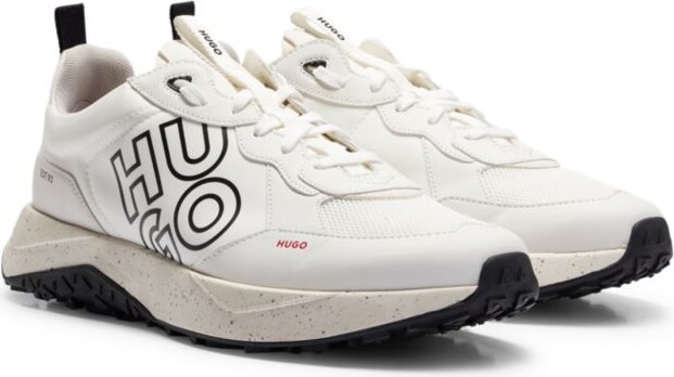 HUGO BOSS Mixed-material trainers with stacked logo - ShopStyle ...