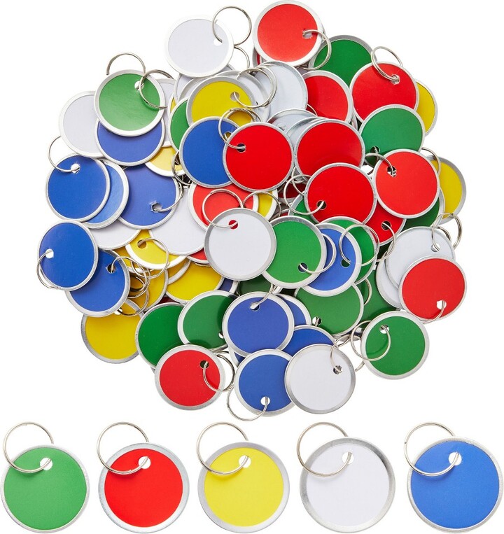 Juvale 100 Pack Round Paper Key Tags with Split Ring Label for Lockbox ...