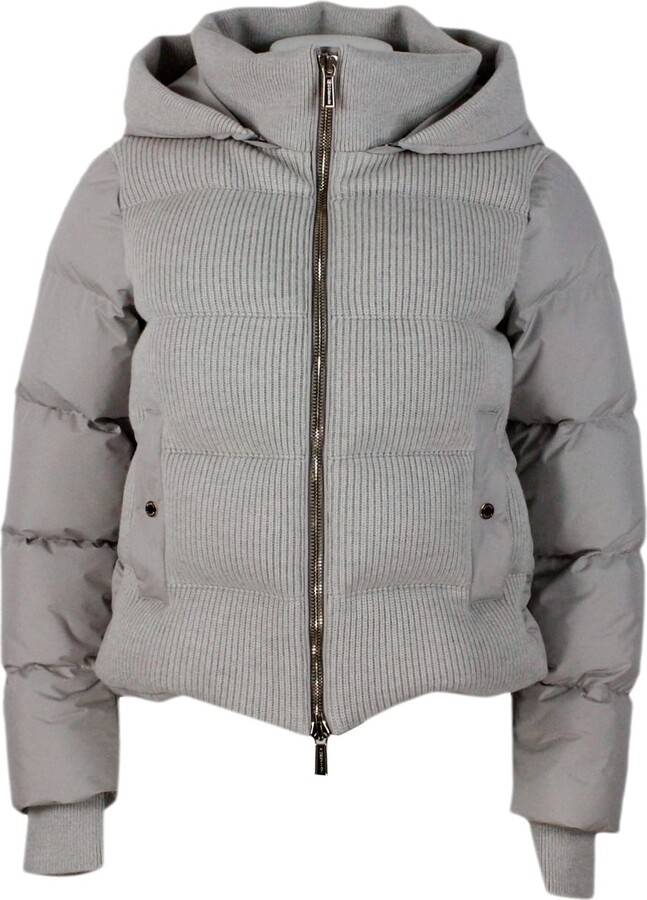 Moorer Padded Jacket In Real Goose Down With Detachable Hood, Front ...