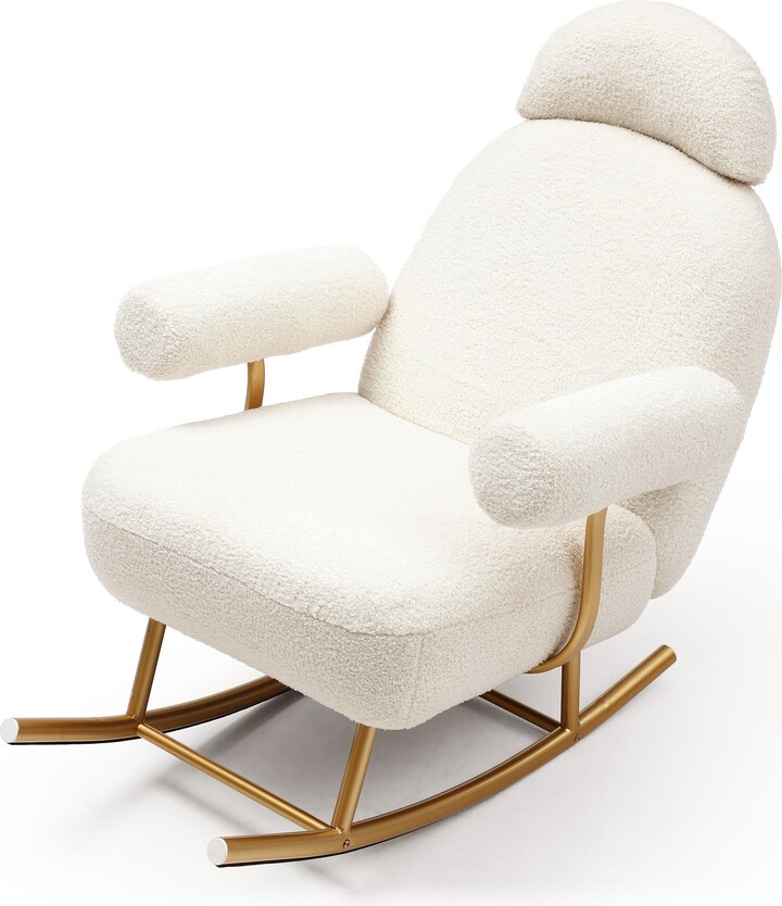 Modern Sherpa Fabric Nursery Rocking Chair,Accent Upholstered Rocker ...
