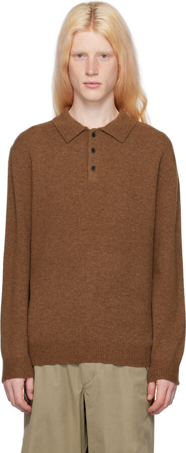 Beams Brown Three-Button Polo - ShopStyle