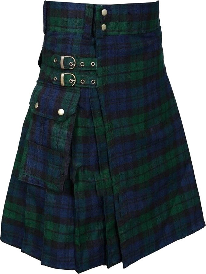 HUFFA Kilt for Men Scottish Traditional Tartan Utility Kilt Cargo Plaid ...