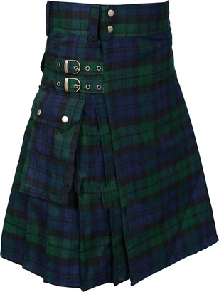 MILAX Military Wedding Utility Kilts Gothic Punk Scottish Festival Kilt Men Plain Tartan Utility ...