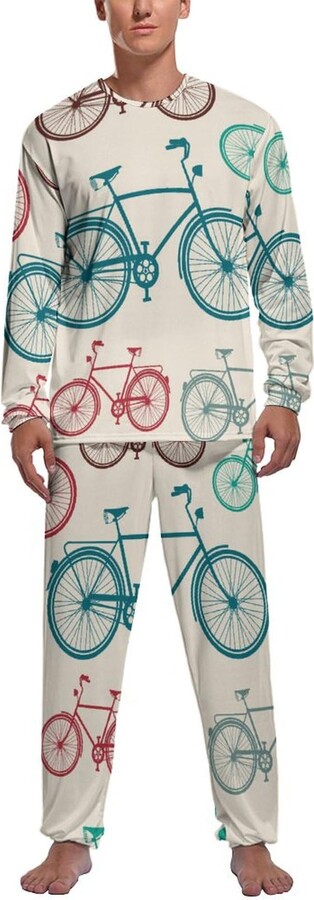 SMACQ Bike Men's Pajama Set Sleepwear Pjs Top Long Sleeve Bottoms Pants ...