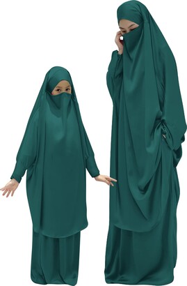 OLEMEK Mommy and Me Muslim Islamic Women's Khimar 2pcs Set Kids Girls ...