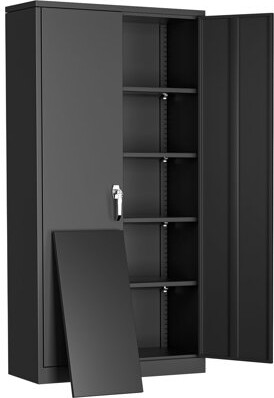 Inbox Zero 72 Lockable Storage Cabinet With Adjustable Shelves ...