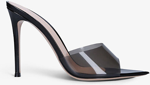 Gianvito Rossi Womens Black Elle Leather and Pvc Heeled Mules - ShopStyle