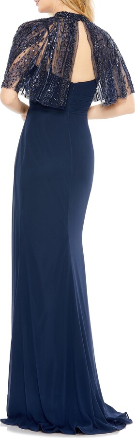 Mac Duggal Cape Overlay Trumpet Gown - ShopStyle Evening Dresses