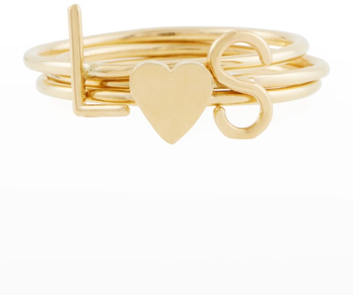 Sarah Chloe Mini Amelia 14K Gold Initial Stacking Ring - ShopStyle