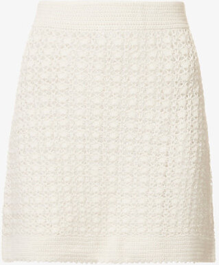 Leset Womens Creme Lucy High-rise Semi-sheer Regular-fit Cotton-crochet ...