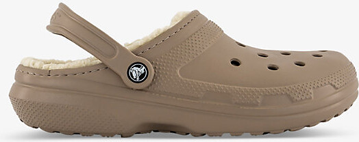 Crocs Mens Mushroom Bone Classic Shearling-lined Perforated Rubber ...