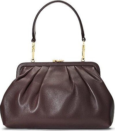 Lauren Ralph Lauren Nappa Leather Medium Graci Clutch (Chestnut Brown ...