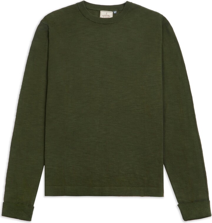 Burrows & Hare Men's Ash Crew Neck Knitted Sweater - Green - ShopStyle