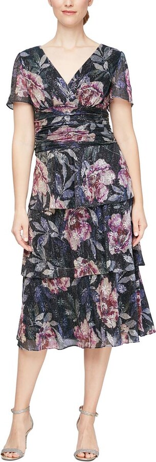 SLNY Womens Below Knee Tiered Midi Dress - ShopStyle