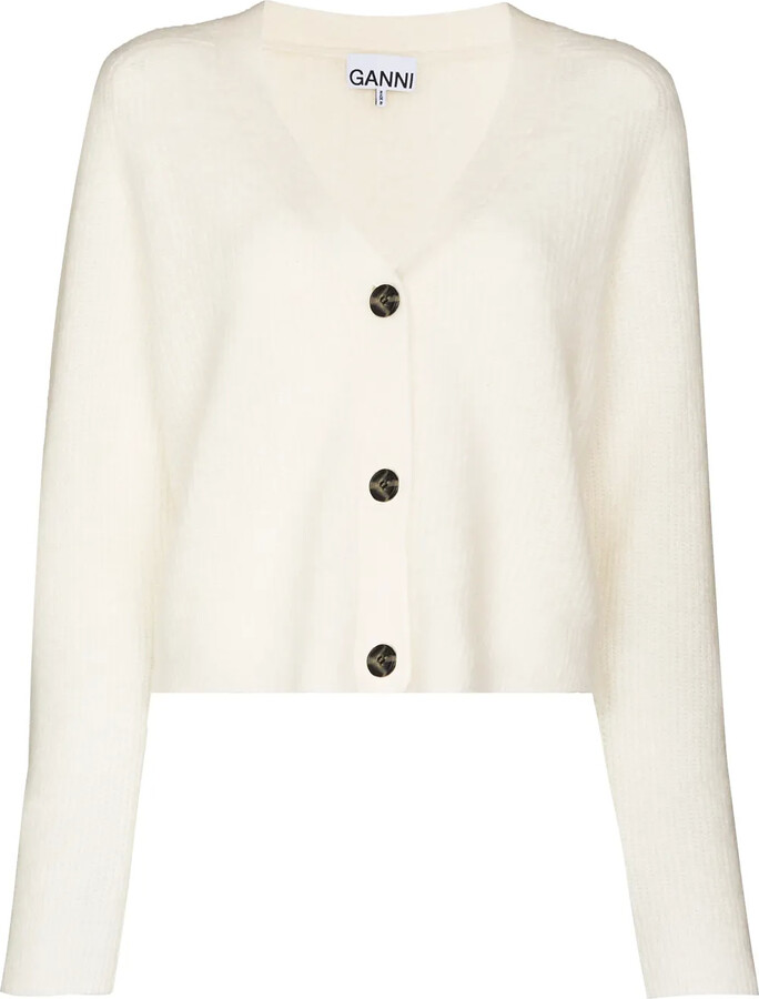 Ganni V-neck ribbed cardigan - ShopStyle