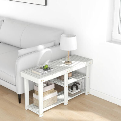 Ivy Bronx Shoe Rack Bench, 3-tier Freestanding Wooden Shoe Organizer ...