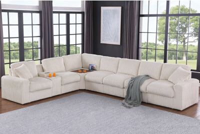 CP Home Decor Daisy Corner Sectional Sofa With Cupholder Console With A ...