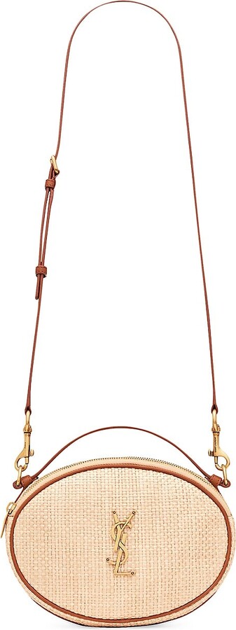 Saint Laurent Women's Camera Bag in Raffia and Vegetable-Tanned Leather ...