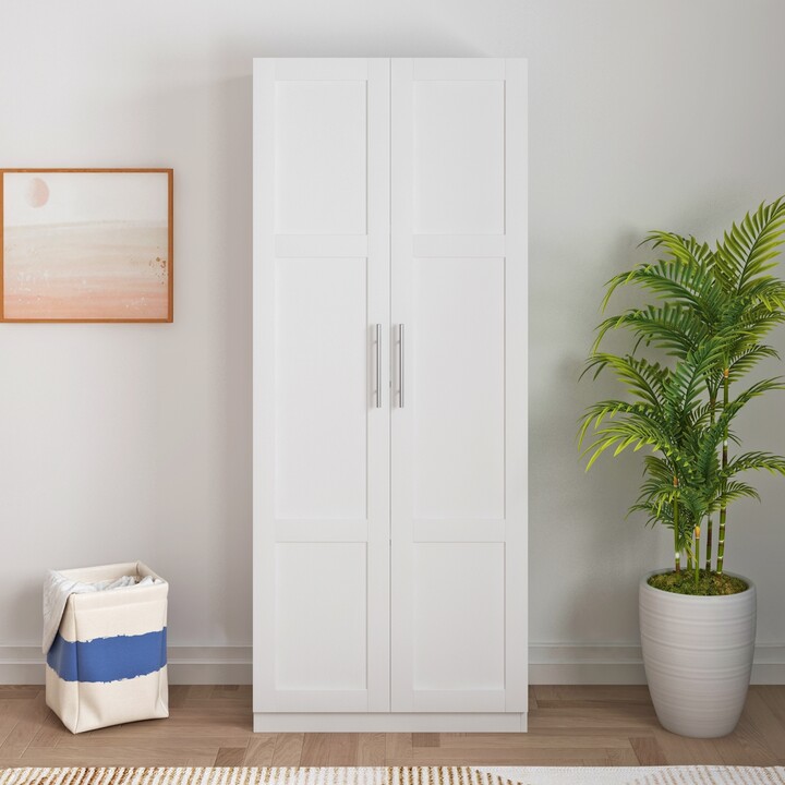 70.87" High wardrobe and kitchen cabinet with 2 doors and 3 partitions ...