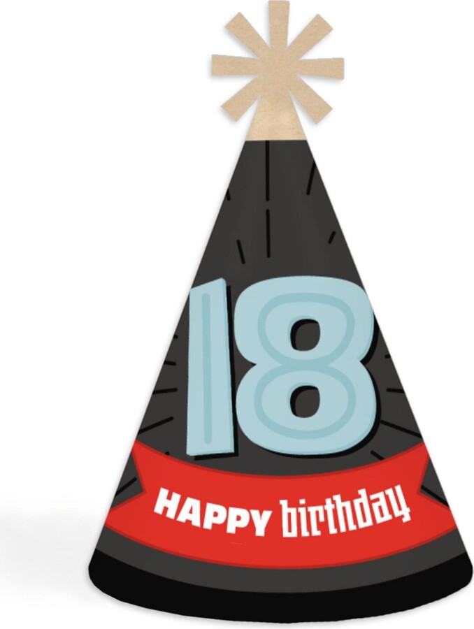 Big Dot Of Happiness Boy 18th Birthday - Cone Happy Birthday Party Hats ...