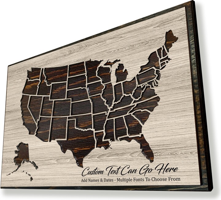 Etsy Us Map For Push Pins - Carved Wood Of The United States Modern ...