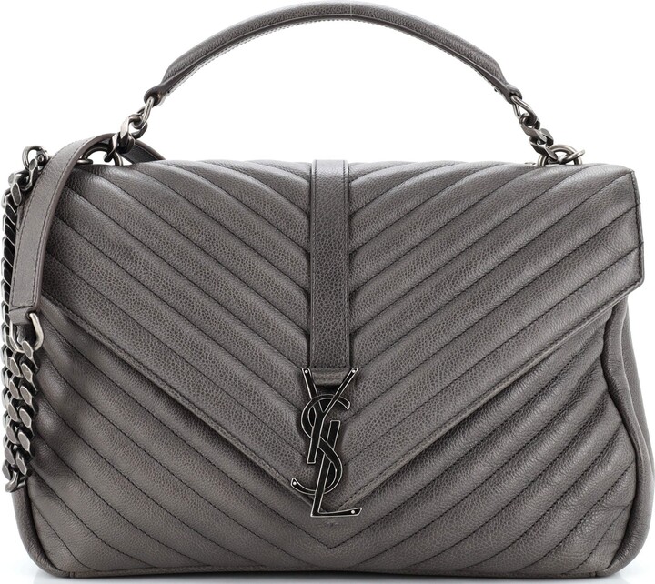 Saint Laurent Classic Monogram College Bag Matelasse Chevron Leather ...