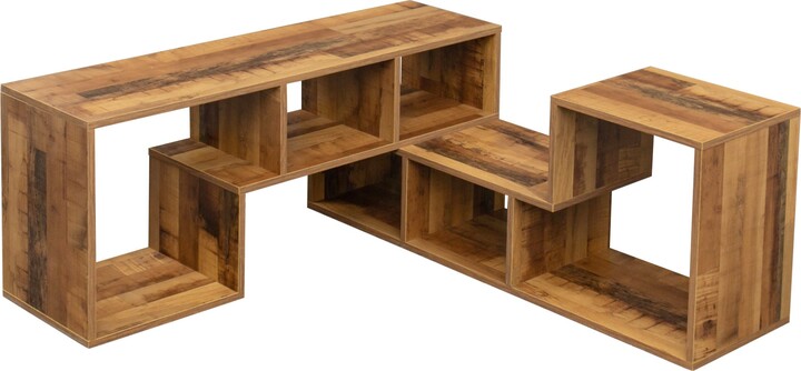 IGEMAN Abstract Double L-Shaped Low Floor TV Stand with Multi Display ...