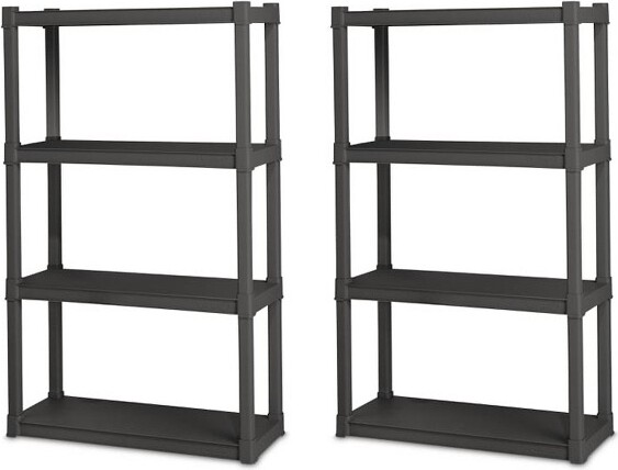Sterilite 4 Shelf Unit, Heavy Duty and Easy to Assemble Plastic Storage ...