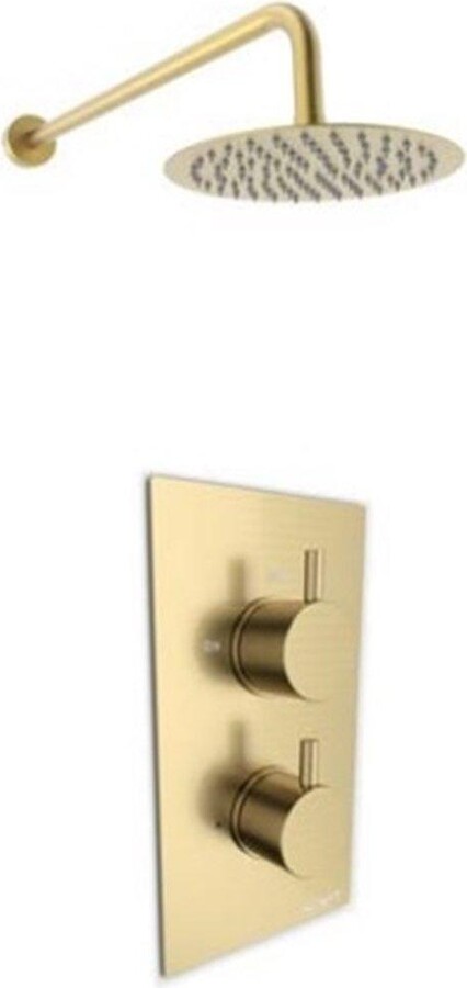 Clifton Brushed Brass Concealed Mixer Shower with Fixed Overhead ...
