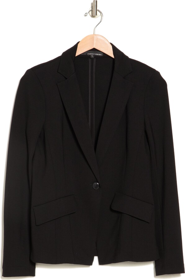 ATELIER LUXE Classic One-Button Ponte Knit Blazer - ShopStyle