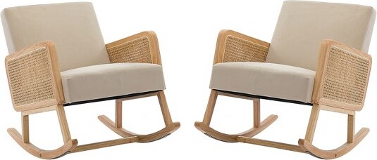 Set of 2 Adena Rocking Accent Chair with Rat Arms | Karat Home-TAN ...