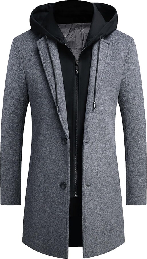 Generic Men's Winter Coat with Removable Thick Warm Wool Trench Coat ...