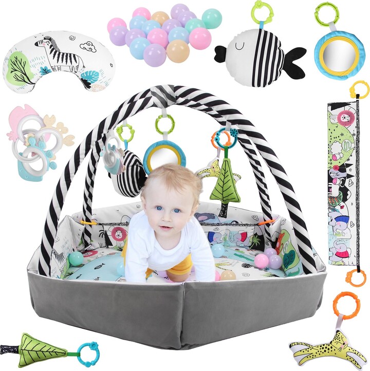 Fresh Fab Finds 4 In 1 Baby Gym Play Mat Ball Pit Lounger Safety Fence ...