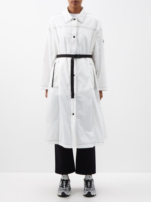Moncler Guirden Topstitched Garbadine Coat Dress - White - ShopStyle