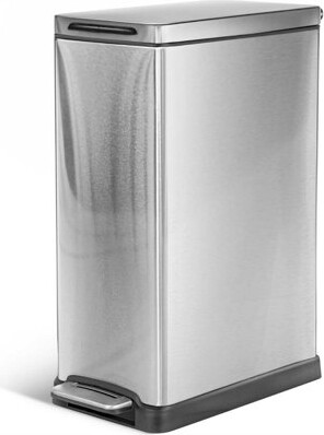 Cubiker 12 Gallon / 45 Liter Slim Kitchen Trash Can, Stainless Steel ...
