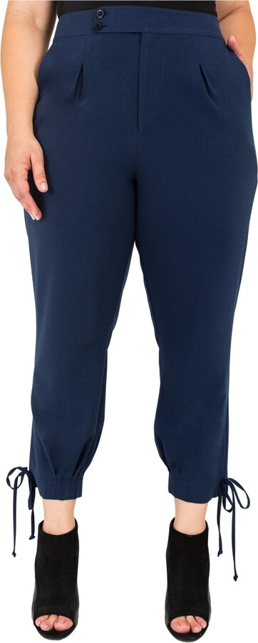 Standards & Practices Plus Size High Waisted Ankle Tie Cuff Trousers ...