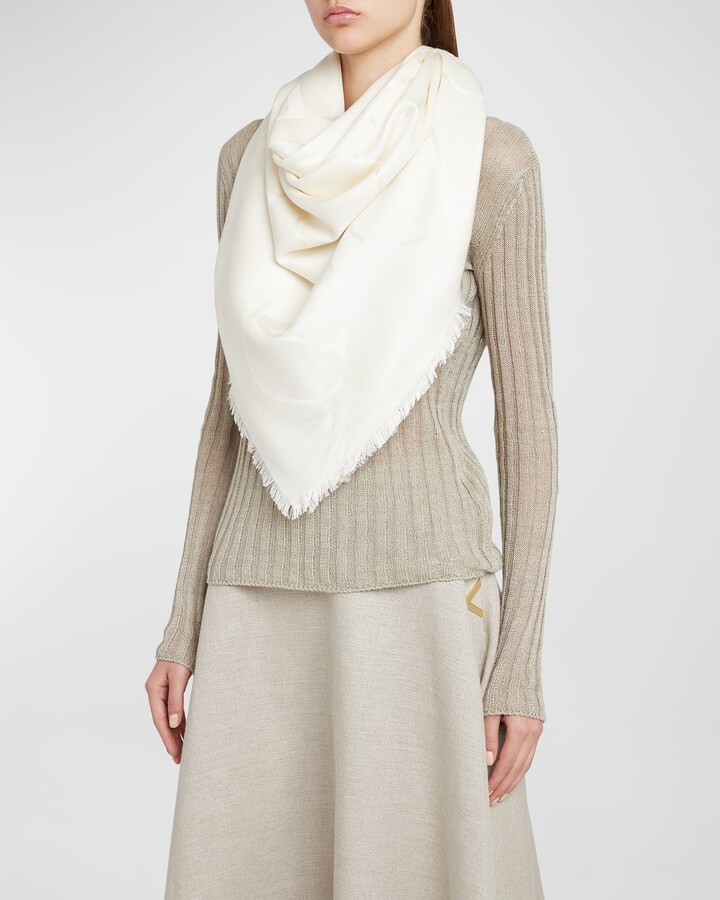 Valentino Signature V-Logo Jacquard Wool & Silk Scarf - ShopStyle ...