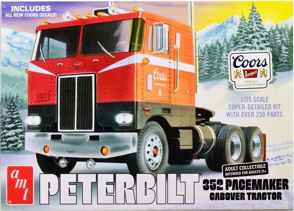 Skill 3 Model Kit Peterbilt 352 Pacemaker Cabover Tractor "Coors" 1/25 ...