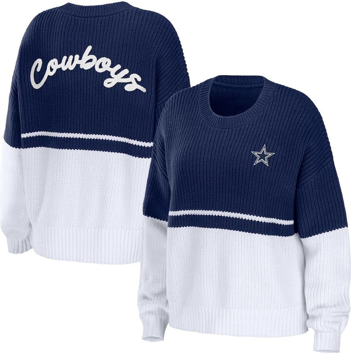 Women's WEAR by Erin Andrews Navy/White Dallas Cowboys Chunky Script ...