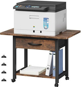 Ebern Designs Large Printer Stand with Storage Drawer, 2-Tier Under ...