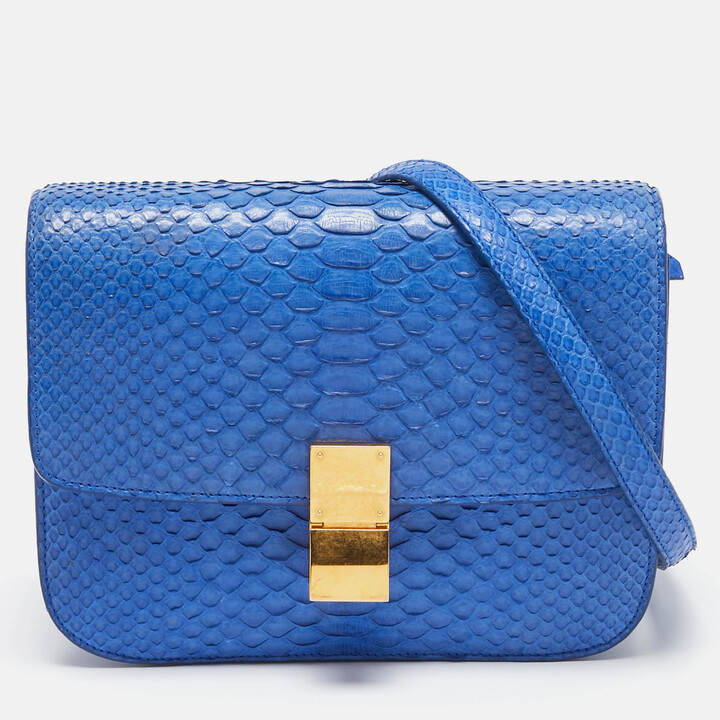 Celine Blue Python Medium Classic Box Shoulder Bag - ShopStyle