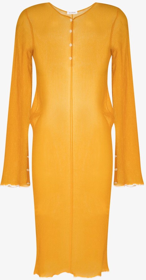 Acne Studios Kava Bell Sleeve Sheer Midi Dress - ShopStyle