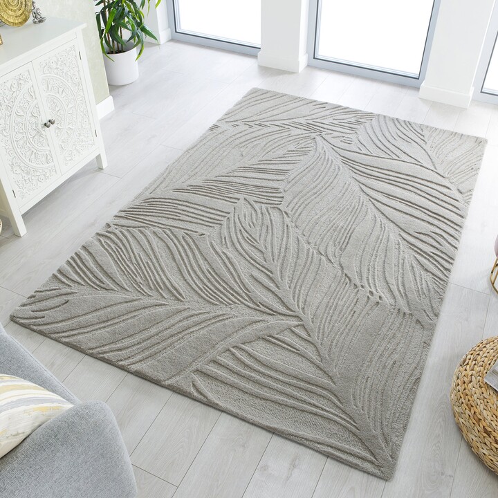 Dunelm Lino Leaf Rug Grey - ShopStyle