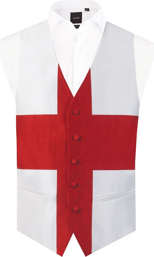 Dobell Mens England St George Waistcoat Regular Fit 5 Button-L (42-44in ...
