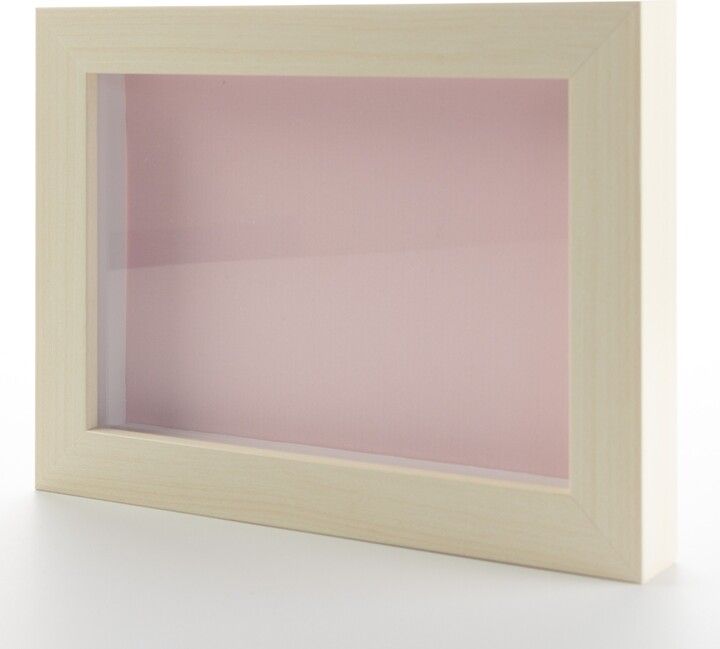 CountryArtHouse 6x6 Shadow Box Frame Light Real Wood with a Pink Acid ...