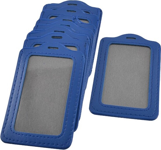 PiccoCasa Factory Faux Leather Vertical Name Tag ID Badge Card Holders ...